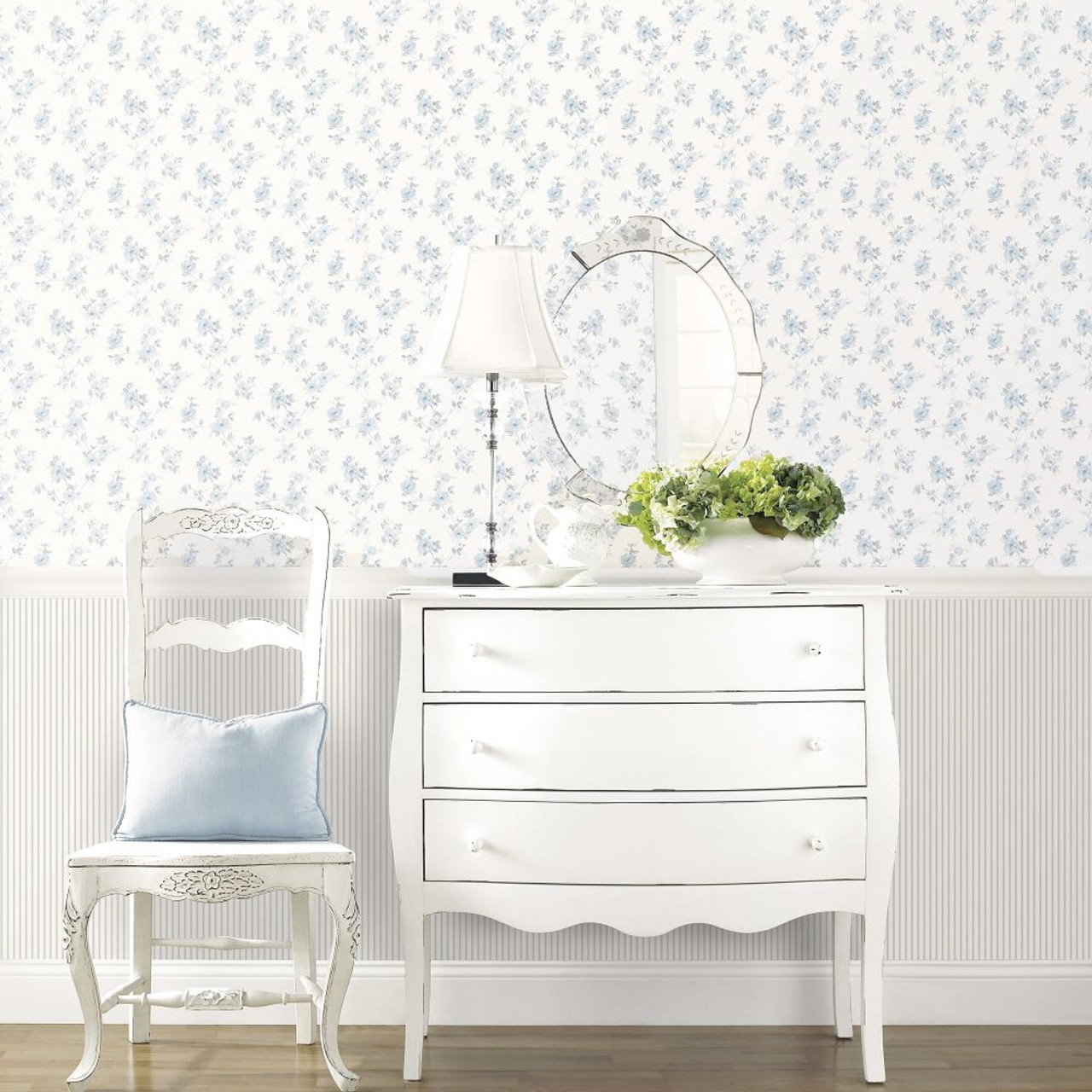 Galerie Mini Rose Trail Wallpaper - PF38172 - Blue / Beige / Grey Galerie Mini Rose Trail Wallpaper - PF38172 - Blue / Beige / Grey