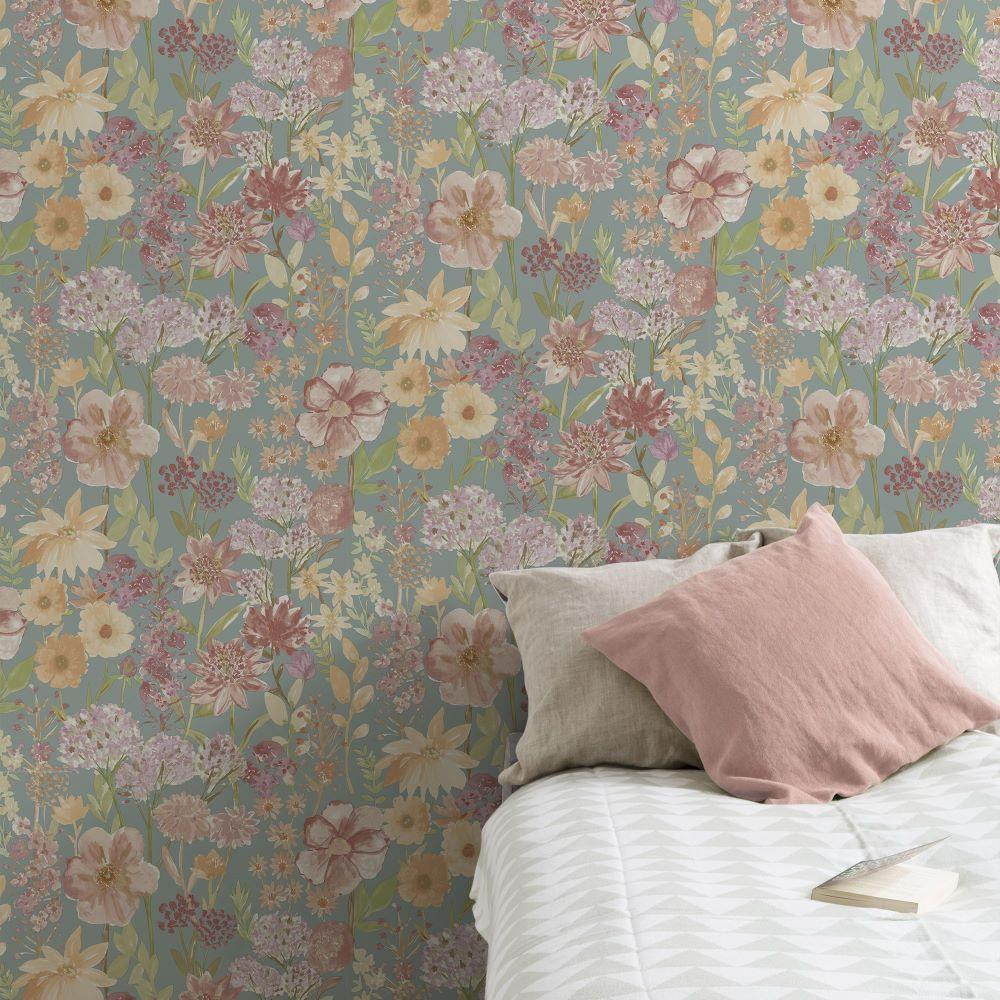 Grandeco Wildflowers Wallpaper - A61604 - Blue