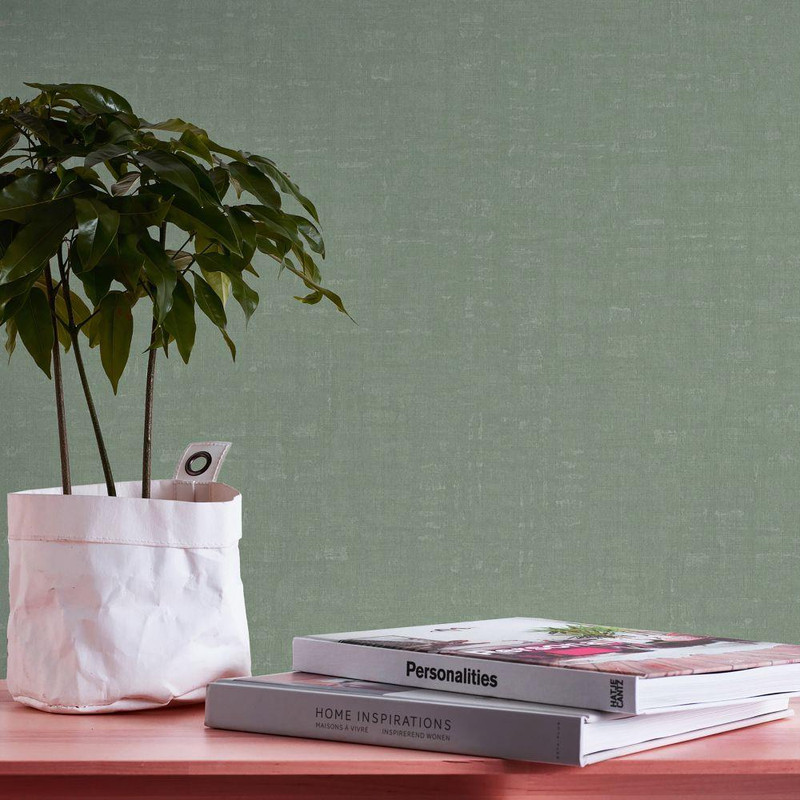Galerie Linen Effect Textured Wallpaper - FS72013 - Green