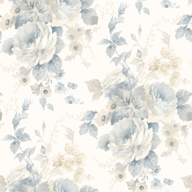 Galerie Rose Garden Large Blooms Trailing Roses Wallpaper - RG35727 - Blue