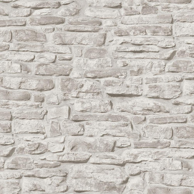 Galerie Rustic Brick Effect Wallpaper - BB51126 - Pale Grey / White