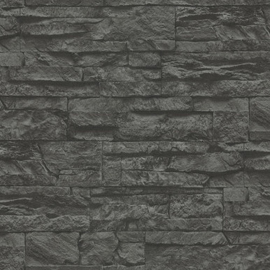 Galerie Realistic Slab Brick Effect Wallpaper - BB51153 - Grey / Black