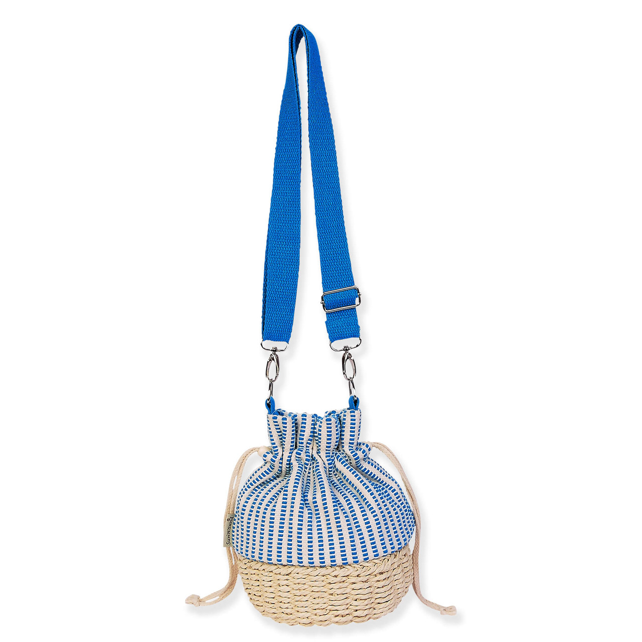 Turquoise, Canvas/Paper Straw Barel Crossbody | CE6625 B | Canvas ...
