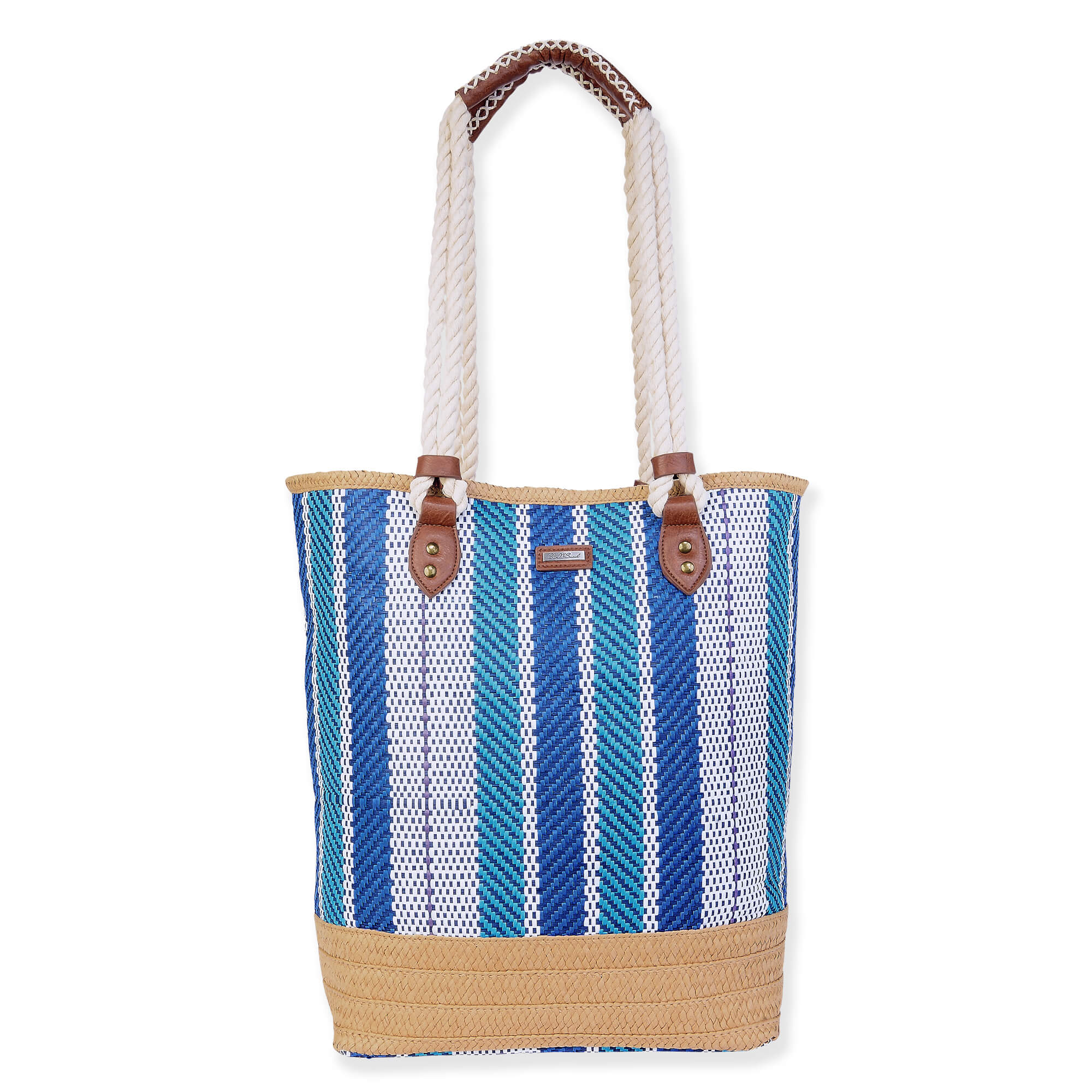 Blue, Paper Straw Shoulder Tote | CE6606 A | Canvas Casual Bags | Sun N ...