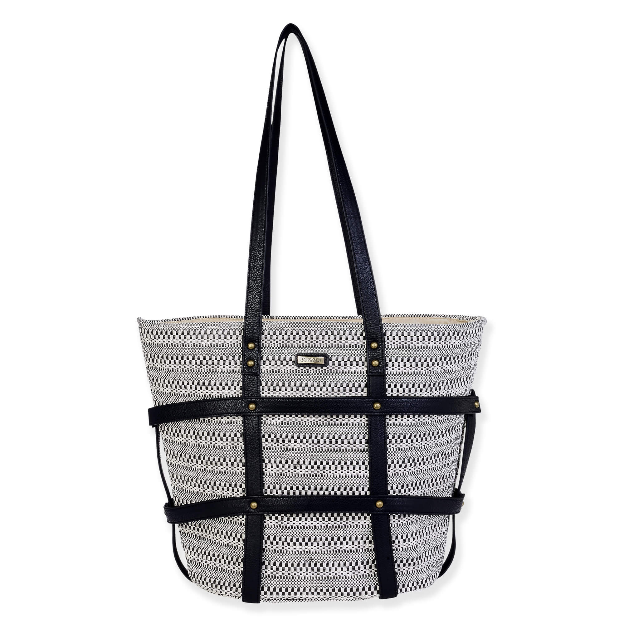 Black, Poly Straw Shoulder Tote | CE6634 B | Poly Straw Bags Large ...