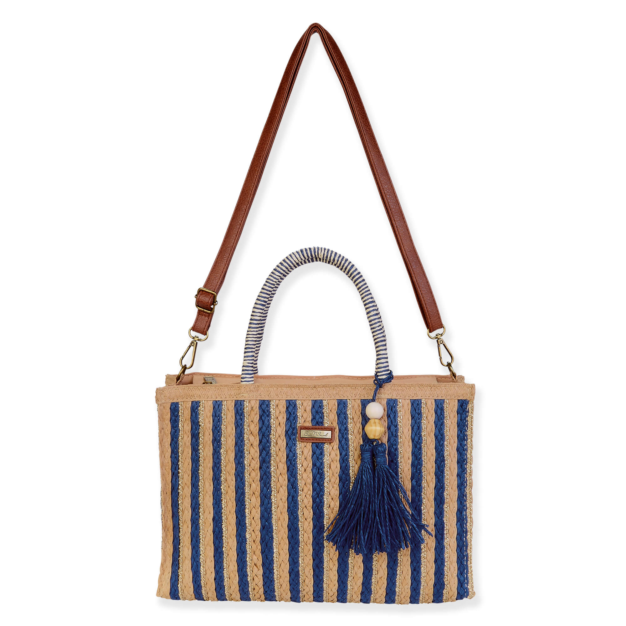 Blue, Paper Straw Shoulder Tote | CE6682 B | Natural Straw Bags Large ...