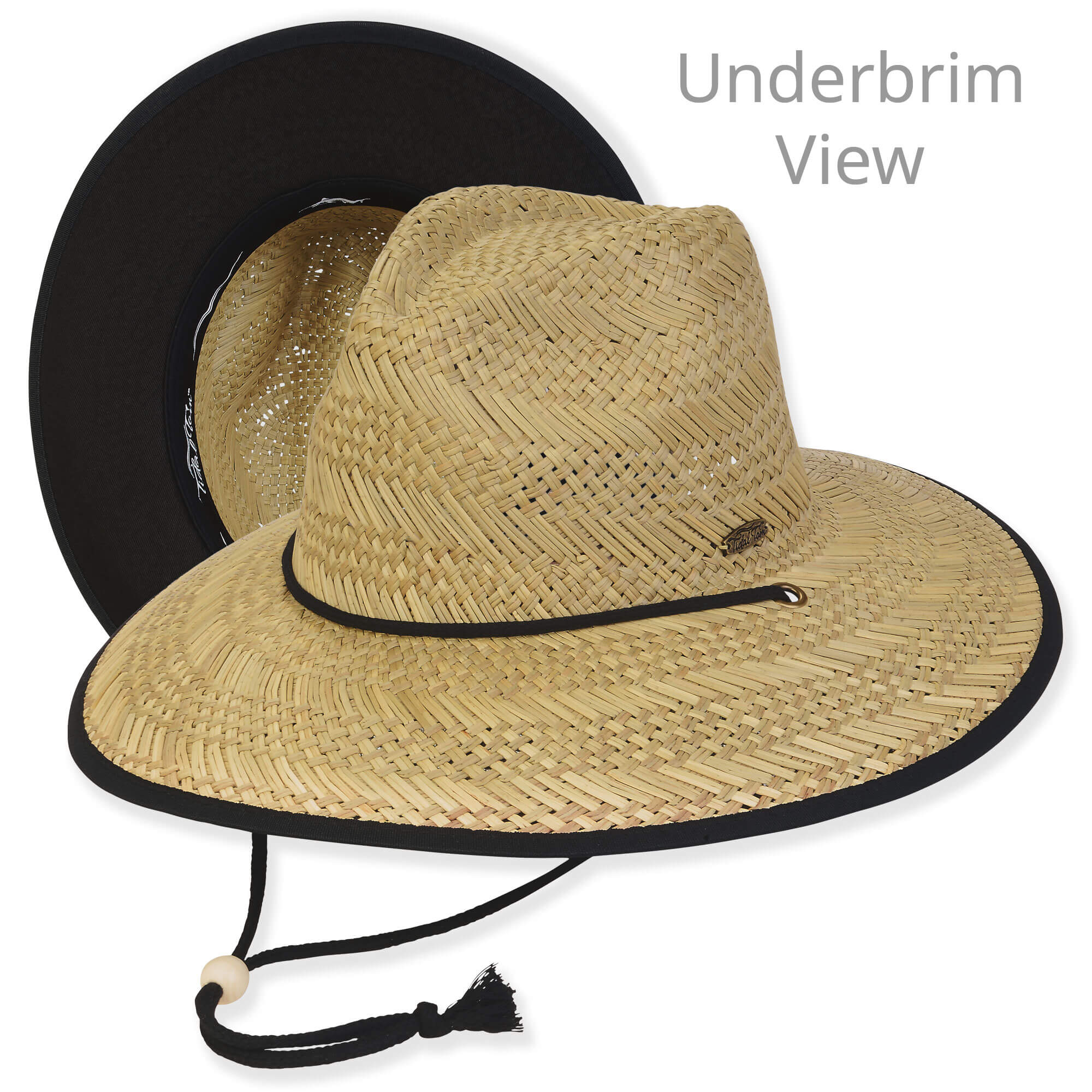 Men's Hats | Black, Rush Straw Lifeguard, Brim 4" | Tidal Tom | HTT1266 B