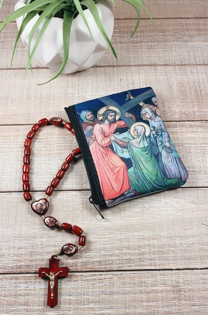Station of the Cross Cloth Rosary Pouch