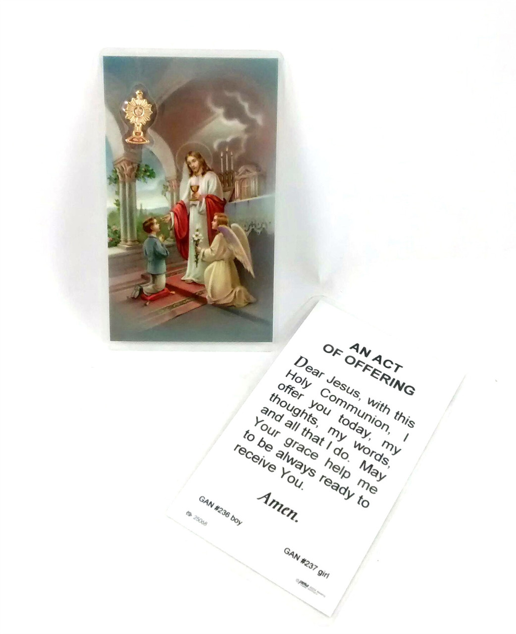 Boy First Communion Holy Card with Medal