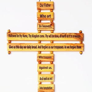 9" Olive Wood The Our Father Wall Cross