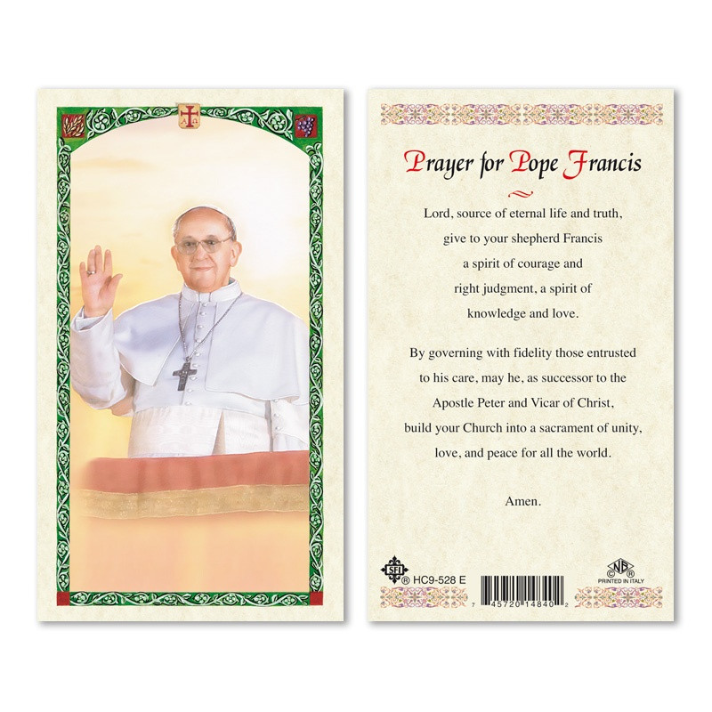 POPE FRANCIS PRAYER CARD LAMINATED