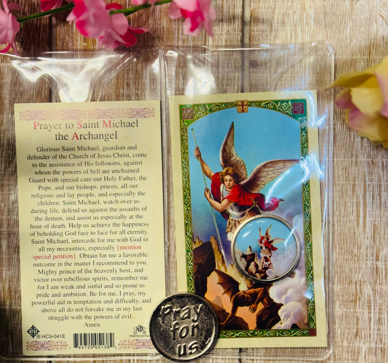 Saint Michael Enamel Token with Prayer Card