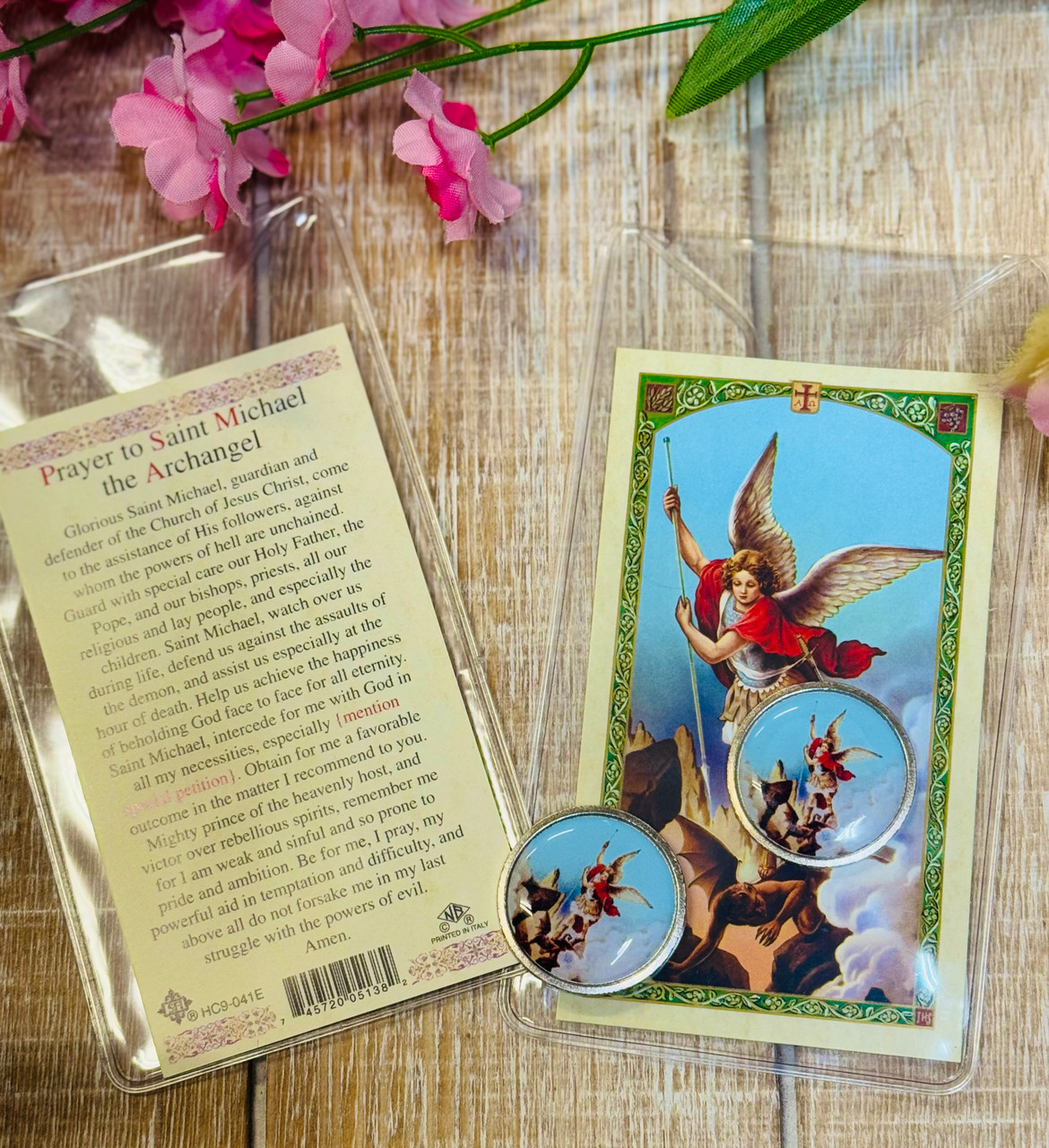 Saint Michael Enamel Token with Prayer Card