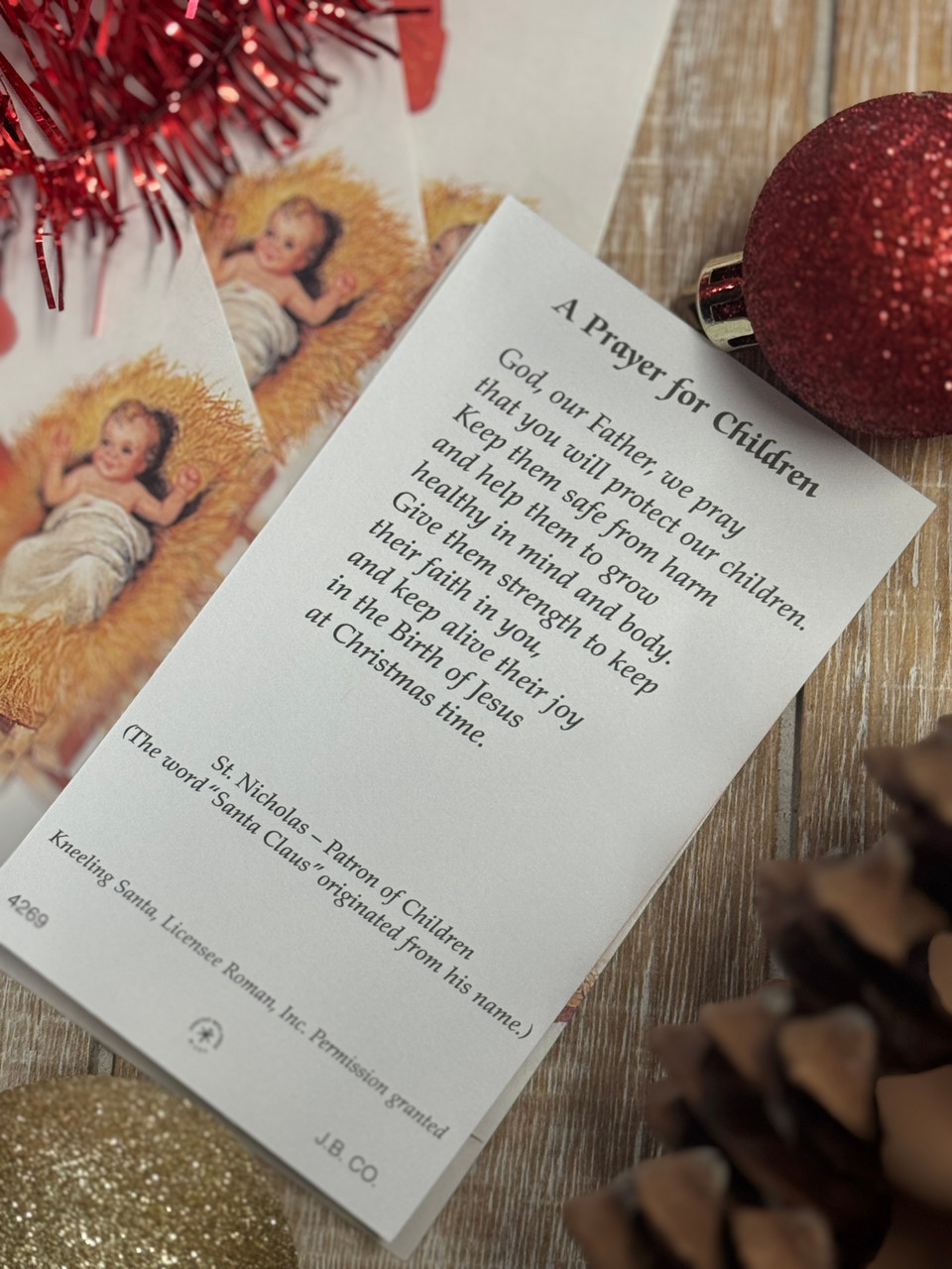 Santa with Baby Jesus Prayer Card