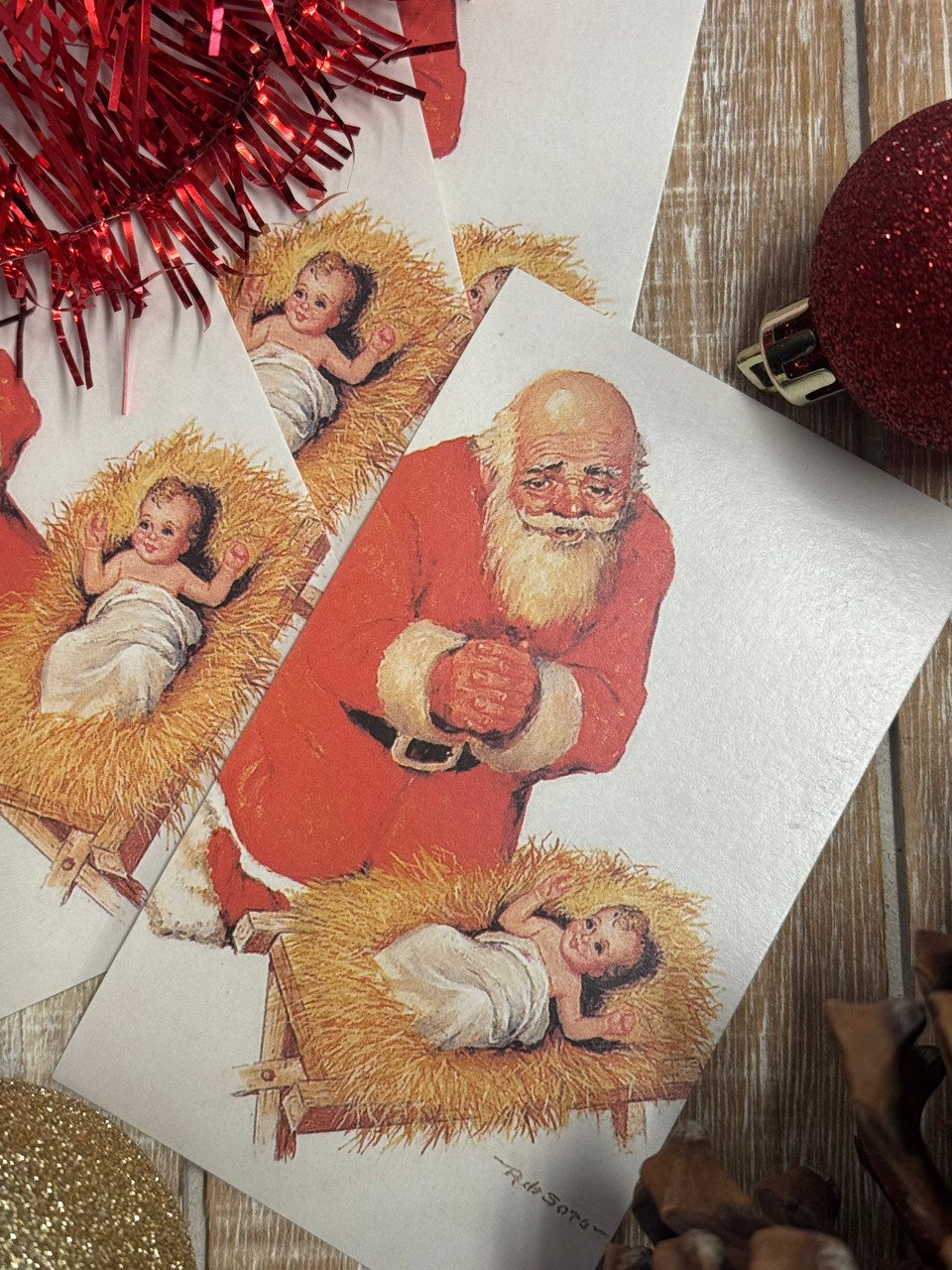 Santa with Baby Jesus Prayer Card