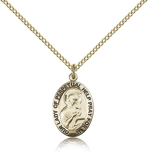 Gold Filled Our Lady of Perpetual Help Pendant, GF Lite Curb Chain, 3/4 ...