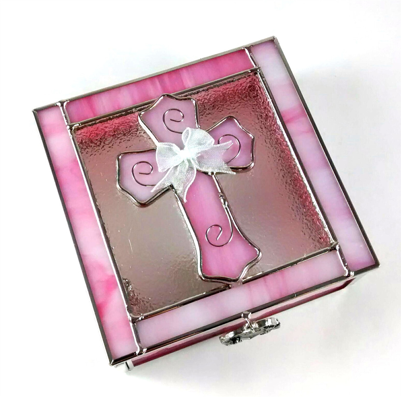 Pink Enamel Girl Keepsake Baptism Box N1803PK