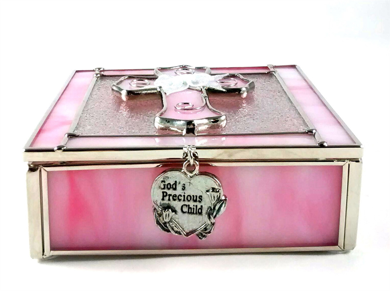 Pink Enamel Girl Keepsake Baptism Box N1803PK