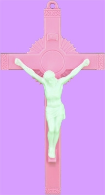 6 inch Pink Wall or Standing Sunburst Crucifix 763PW-R
