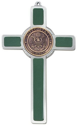 Army Green Enamel Pewter Cross JC9751