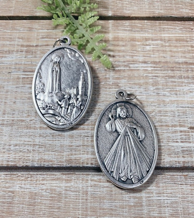 Large Double Sided Our Lady of Fatima/Divine Mercy Medal