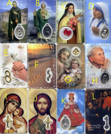 Holy Cards--Laminated W/medal
