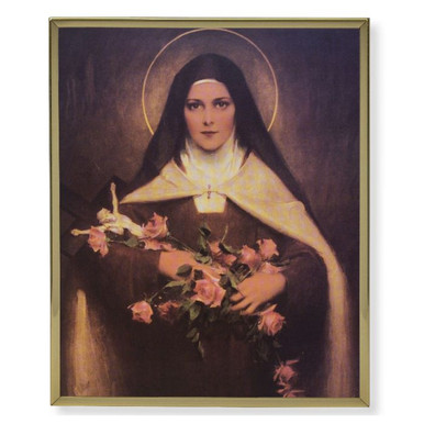 8" x 10" Gold Plaque Frame with a St. Therese Print