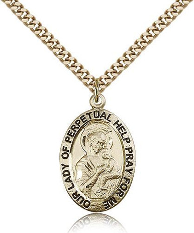 Gold Filled Our Lady of Perpetual Help Pendant, Stainless Gold Heavy ...