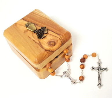 First Holy Communion Olive Wood Box and Rosary