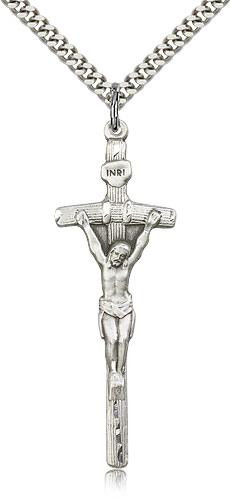 Sterling Silver Crucifix Pendant, Stainless Silver Heavy Curb Chain, 2 ...
