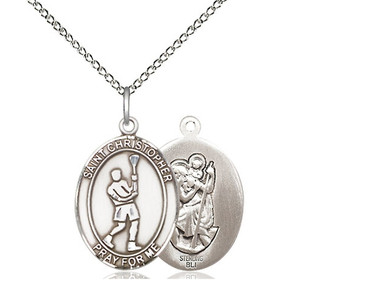 Sterling Silver St. Christopher/Lacrosse Pendant, Sterling Silver Lite ...