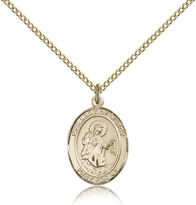 Gold Filled Our Lady of Mercy Pendant, Gold Filled Lite Curb Chain ...