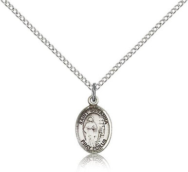 Sterling Silver St. Susanna Pendant, Sterling Silver Lite Curb Chain ...