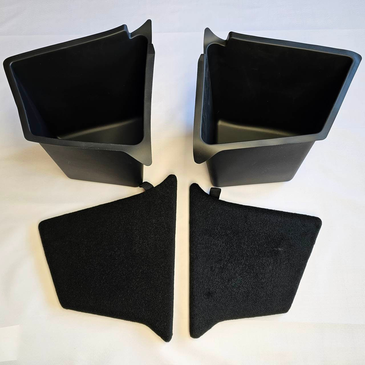 Model Y Trunk side storage bins with carpet lids