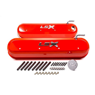GM Performance 141-257 LSX Slant-Edge Aluminum Orange Valve Cover