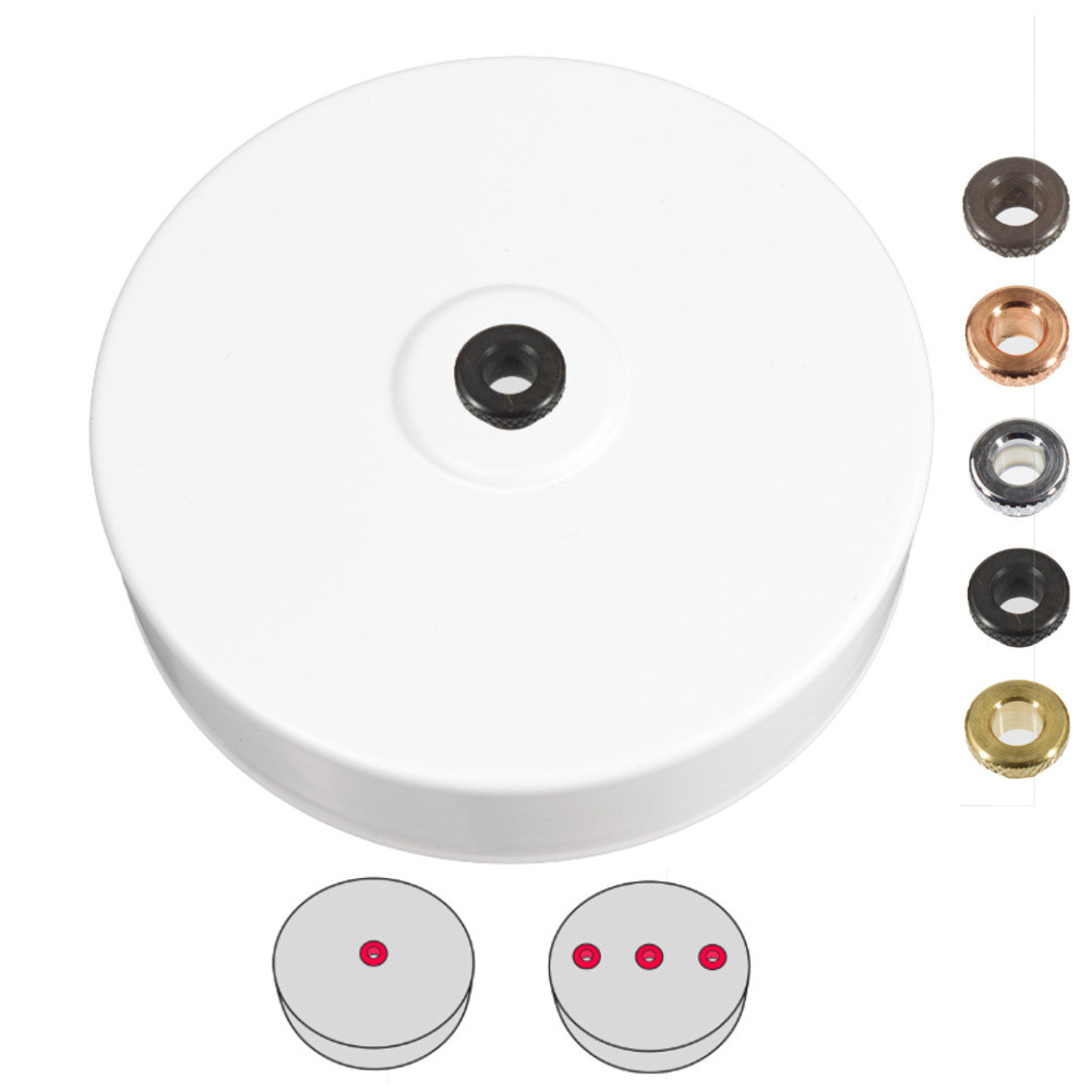 White Ceiling Ceiling Rose with 10mm Holes and Fixing Plate 6602448