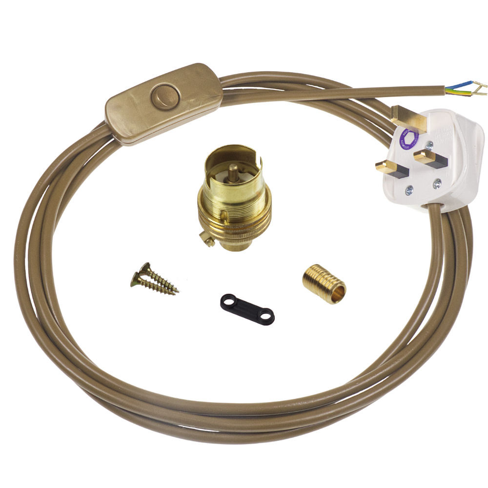 Wooden Base Lamp Kit 8 with Brass Un-Switched Lampholder - Lampspares UK