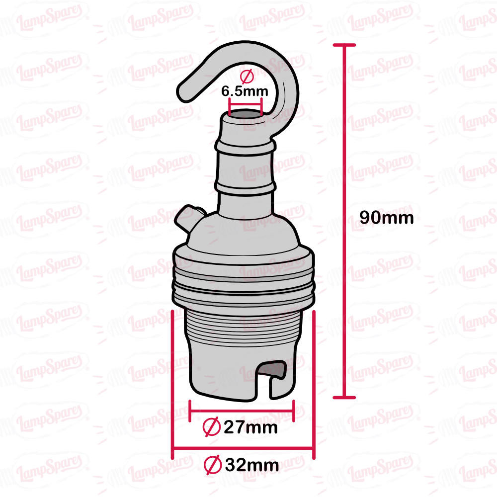 BC | B22 | Bayonet Cap Lampholder with Hook Copper