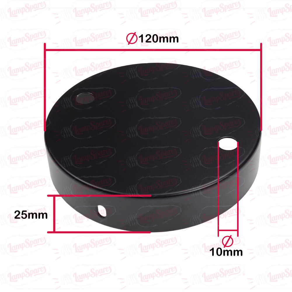 Black 2 Hole 120mm Ceiling Rose Kit