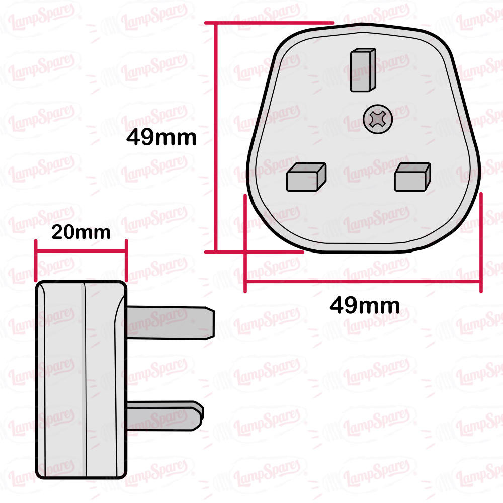 13A Plug. 13A Fuse. Strap Cord Grip: White