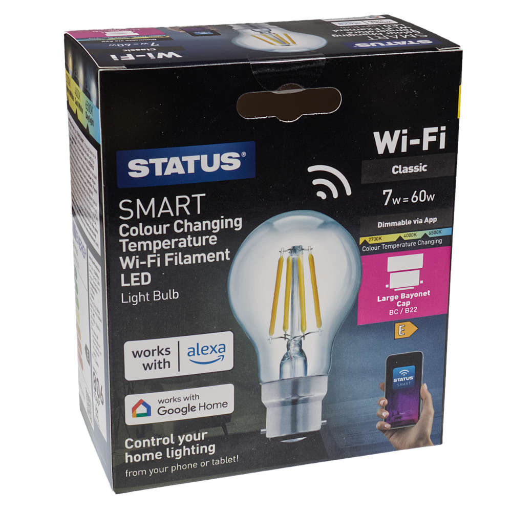 BC | B22 Smart Colour Changing Temperature Wi-Fi Filament LED 7w