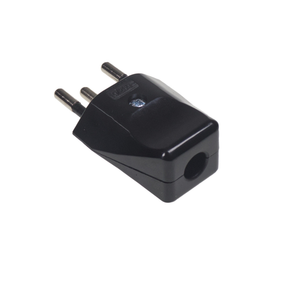 Black 10Amp 3 Pin Earthed Swiss Plug