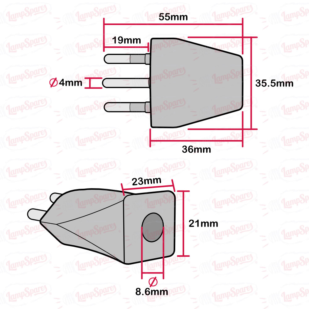 Black 10Amp 3 Pin Earthed Swiss Plug