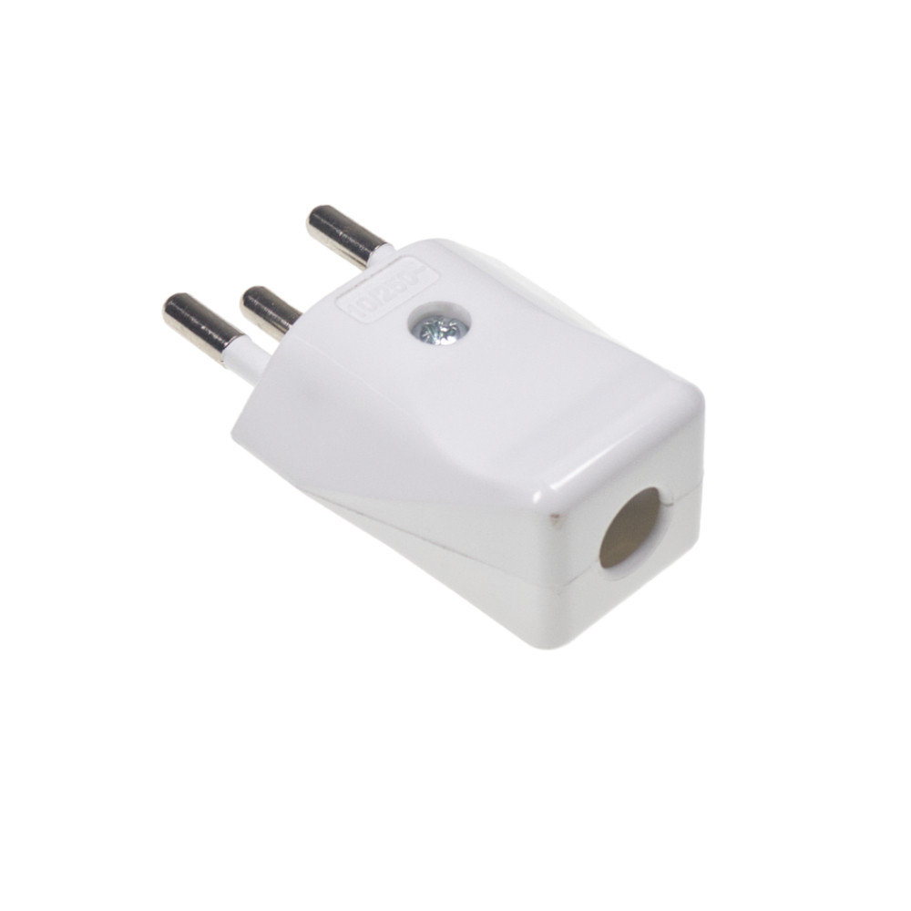 White 10Amp 3 Pin Earthed Swiss Plug