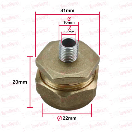 22mm Copper Pipe Stop End with 10mm Allthread