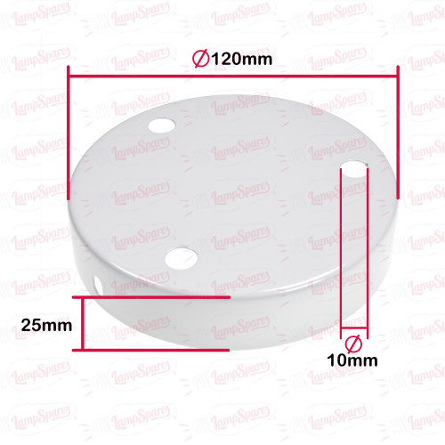 White 3 Hole 120mm Ceiling Rose Kit