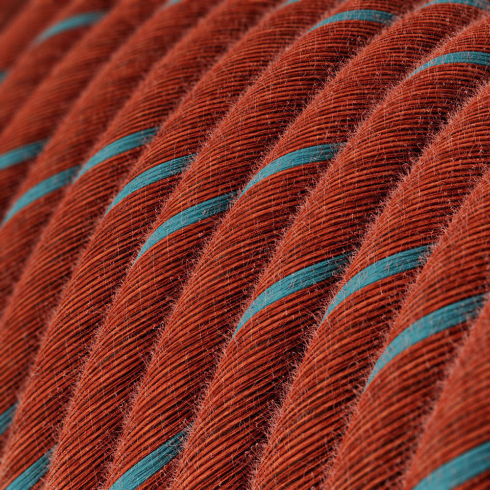Brick and Light Blue Cotton Round Fabric Cable 3 Core 4774508