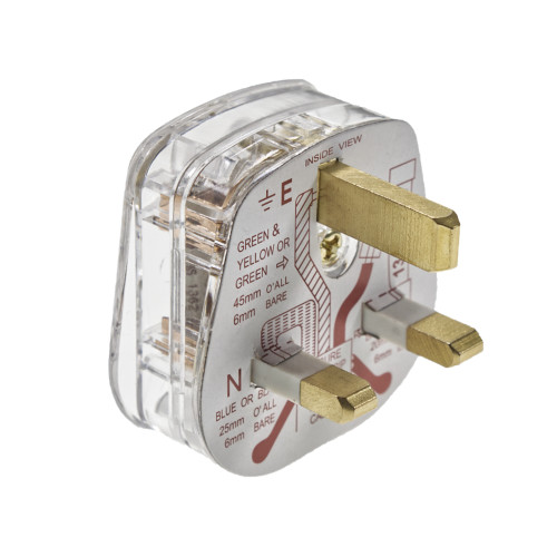 Transparent 13A Plug Top with 13A Fuse