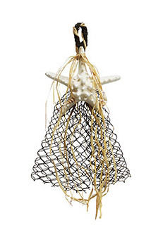 White Armoured Starfish W/Raffia & Net - www.usshell.com