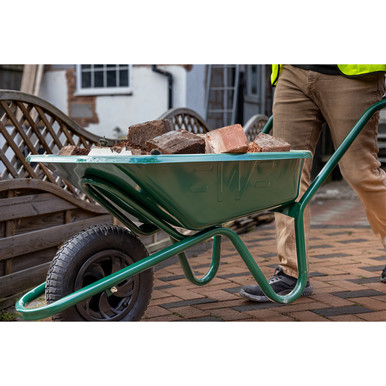 Walsall Endurance 90L Green Pneumatic Wheelbarrow